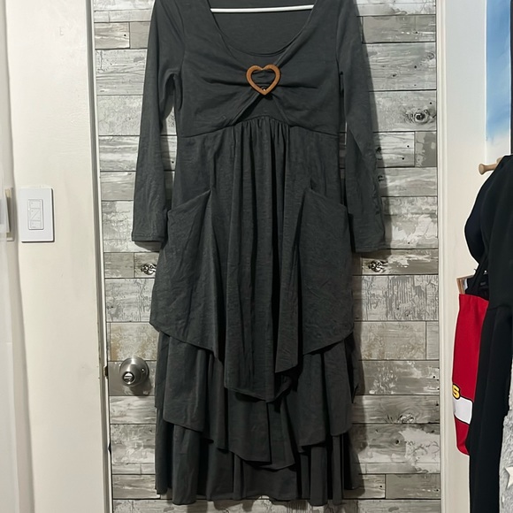 Temu | Dresses | Grey Long Sleeve Pocket Dress | Poshmark